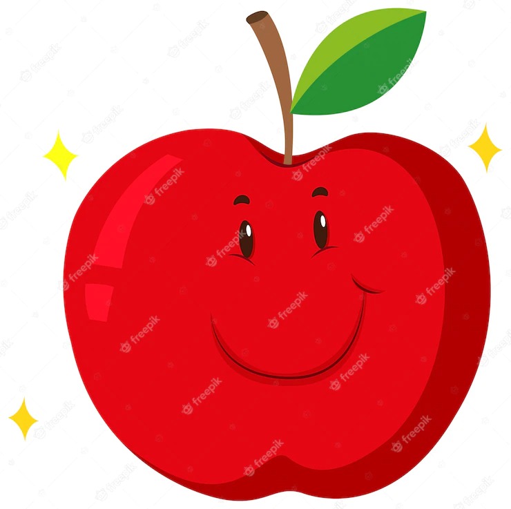 Red apple with happy face Free Vector