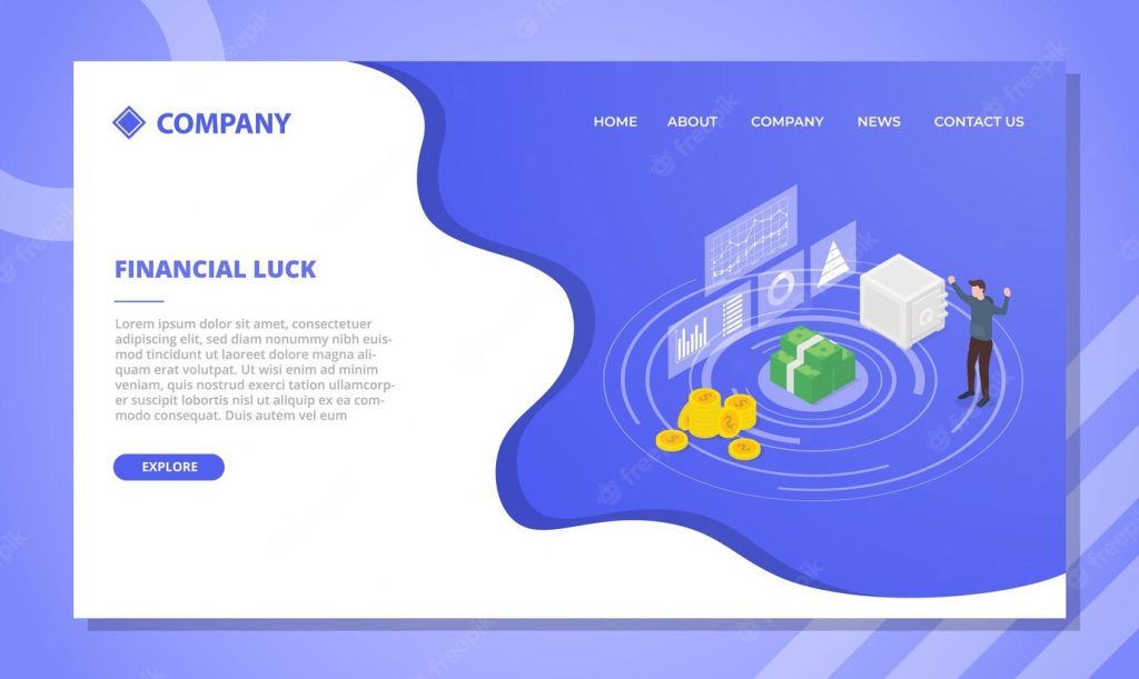 Financial luck concept for website template or landing homepage design ...