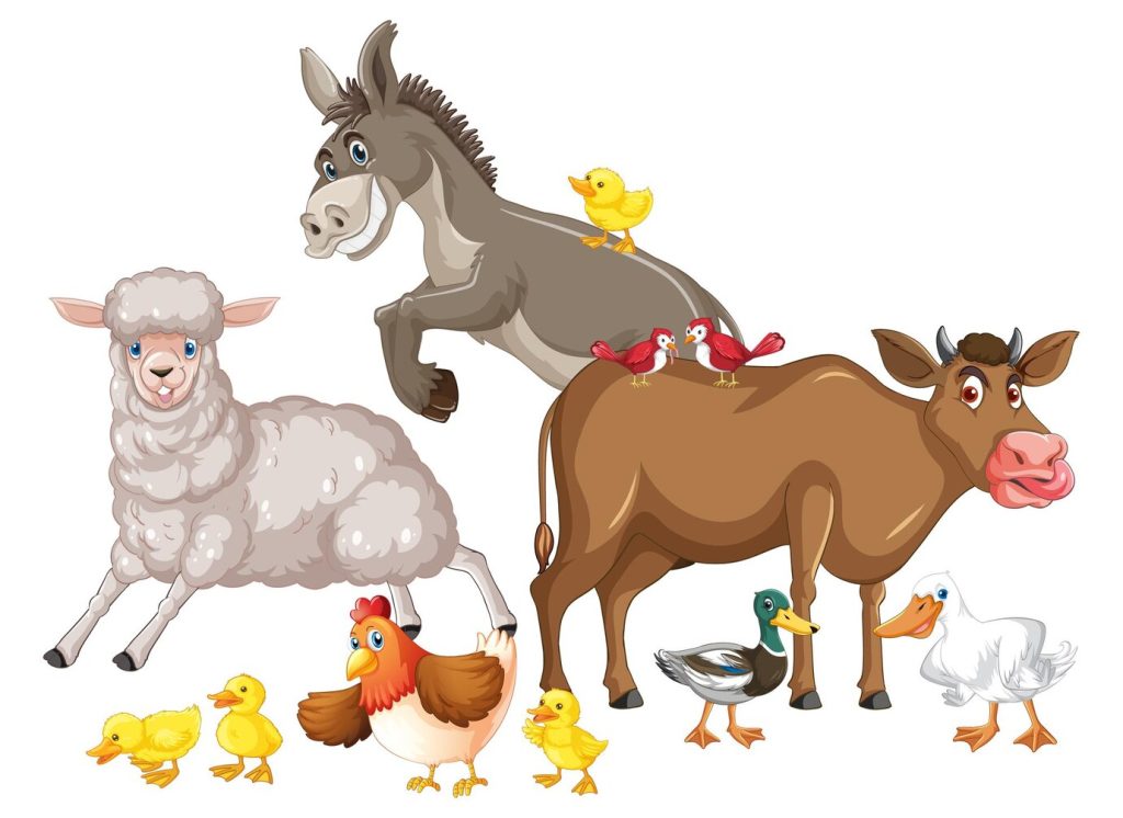Farm animals on white background Free Vector